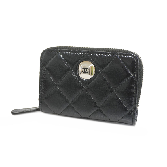 CHANEL | Bags | Chanelauth Coin Case Matelasse Leather Black Silver ...